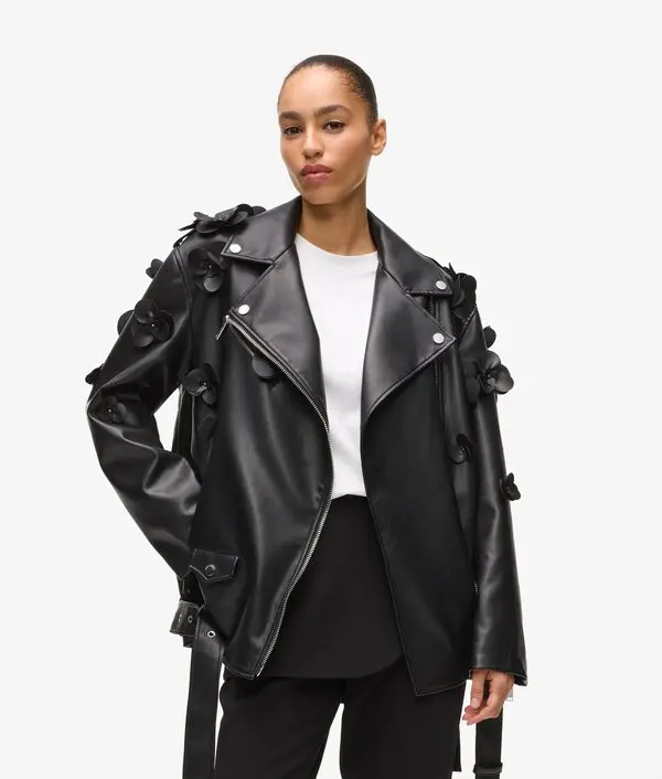 Karl Lagerfeld Orchid Faux-leather Biker Jacket - Black