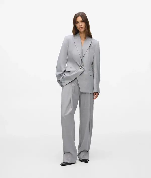 Karl Lagerfeld Pierced Detail Tailored Pants - Medium Grey Melange