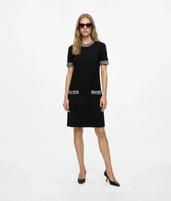 Karl Lagerfeld Bouclé Detail T-shirt Dress - Black