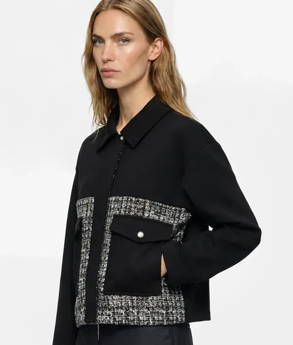 Karl Lagerfeld Bouclé Panel Sweatshirt