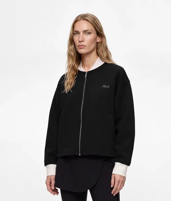 Karl Lagerfeld Contrast Bomber Sweatshirt
