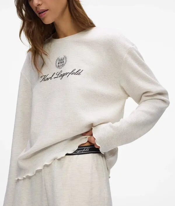 Karl Lagerfeld Long-sleeved Waffle Pajama Set