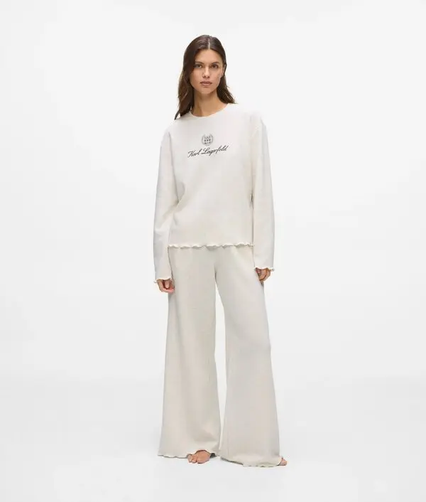 Karl Lagerfeld Long-sleeved Waffle Pajama Set - Beige