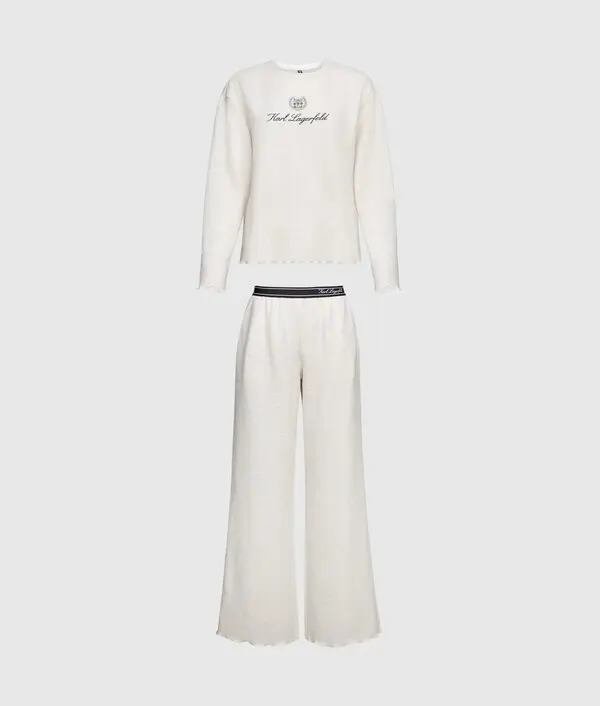 Karl Lagerfeld Long-sleeved Waffle Pajama Set