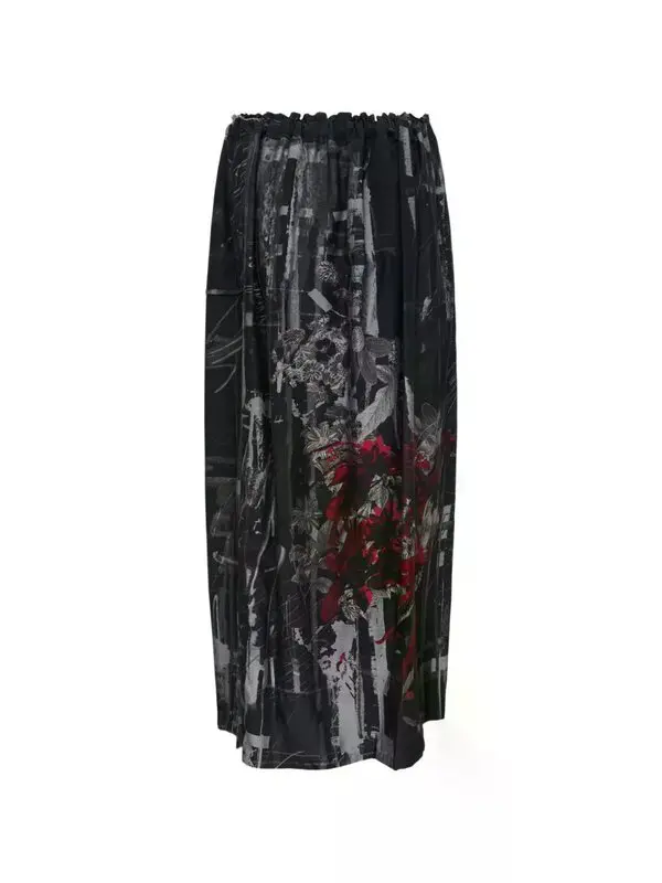 Y’s Floral-print Drawstring Maxi Skirt