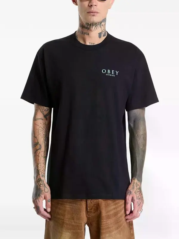 Obey Logo-print Floral-print T-shirt