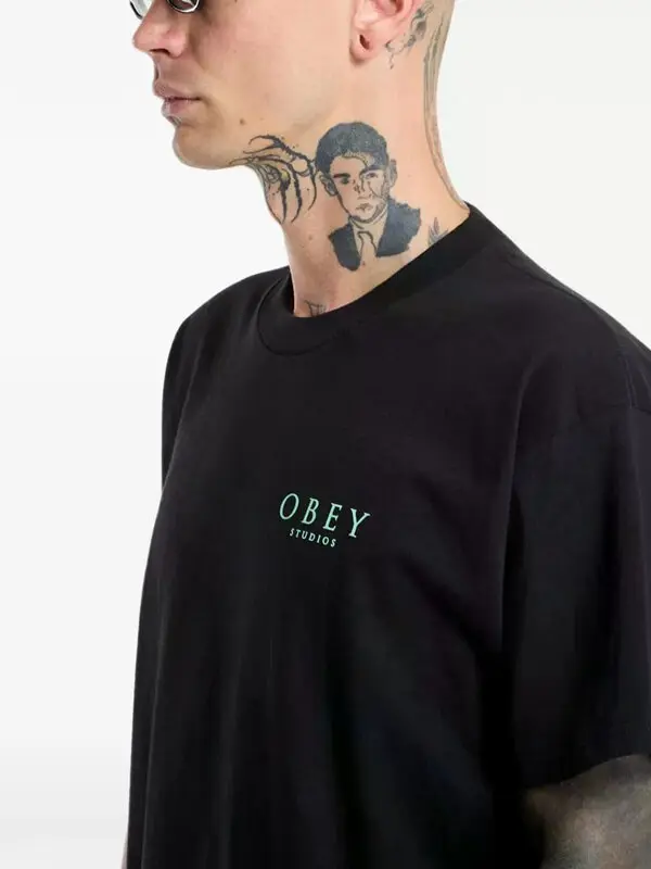 Obey Logo-print Floral-print T-shirt