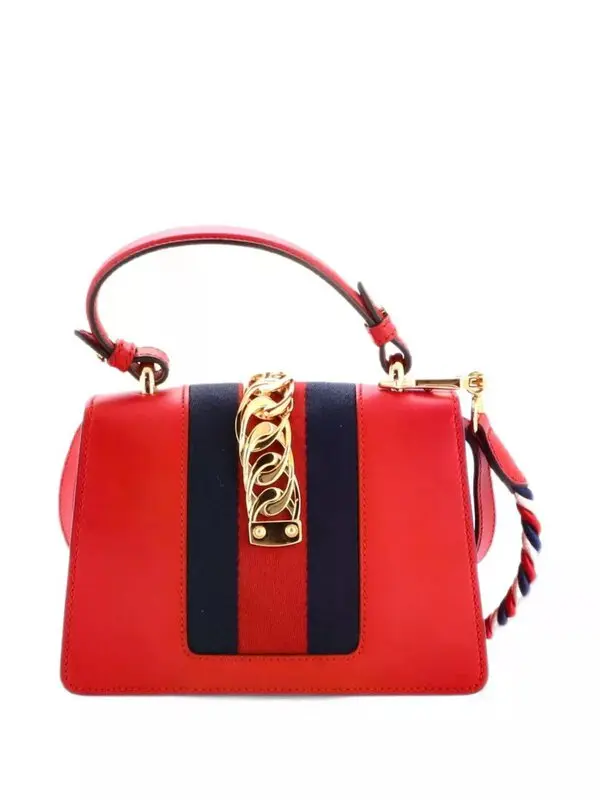 Gucci Sylvie Top Handle Bag Leather Mini Satchel - Red