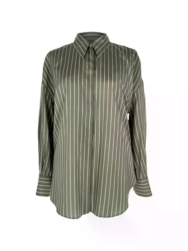 Brunello Cucinelli Striped Silk Shirt - Green