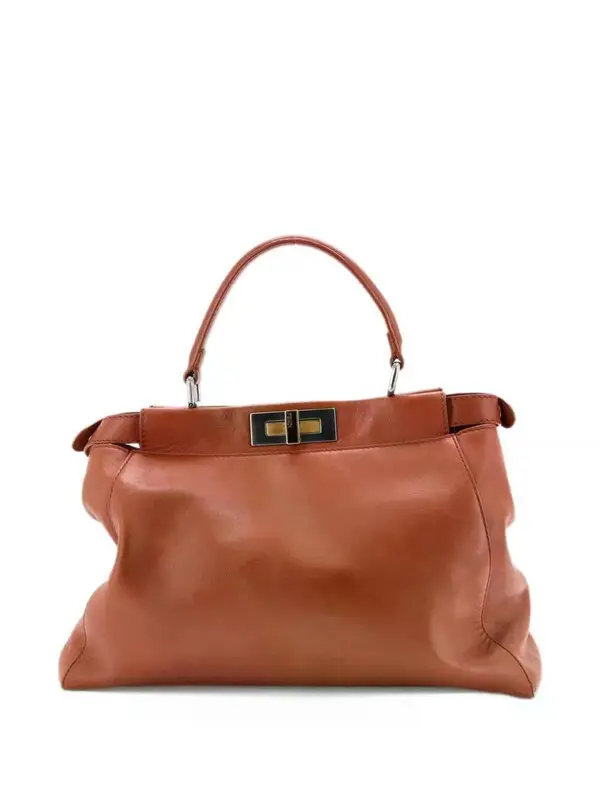 Fendi Peekaboo Bag Soft Leather Regular Shoulder Bag - Brown