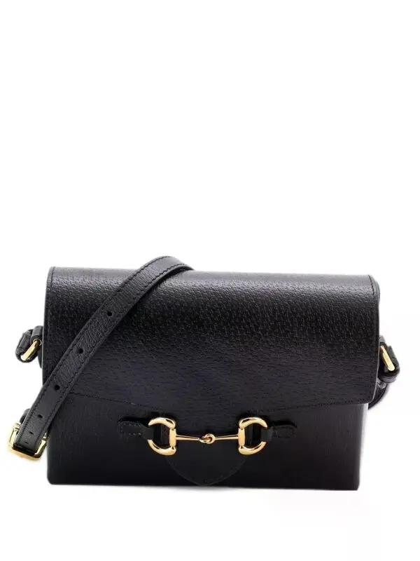 Gucci Horsebit 1955 Flap Leather Mini Crossbody Bag - Black