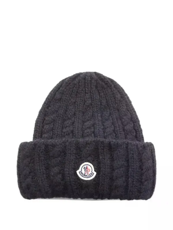 Moncler 2020s Logo-patch Beanie Hat - Black