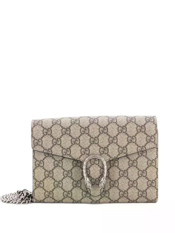 Gucci Dionysus Chain Wallet Gg Coated Canvas Small Crossbody Bag - Brown
