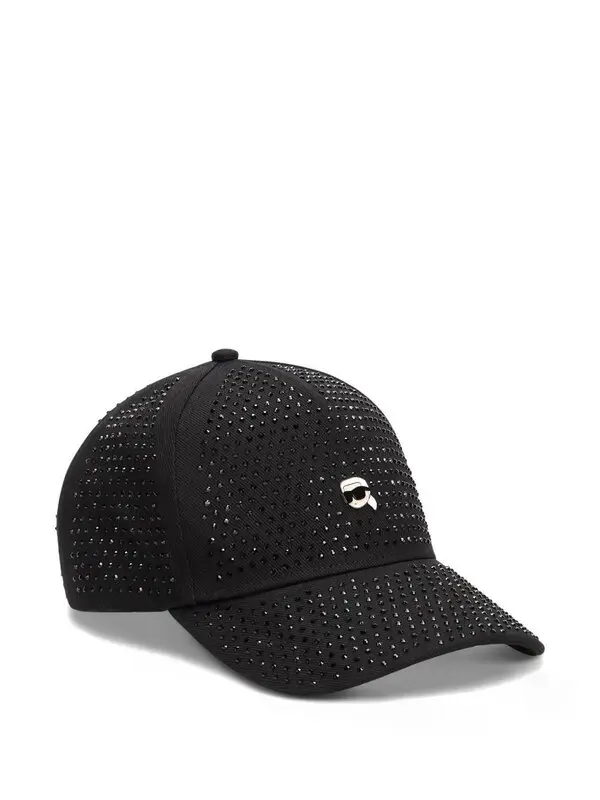 Karl Lagerfeld Ikon Rhinestone-embellished Cap - Black