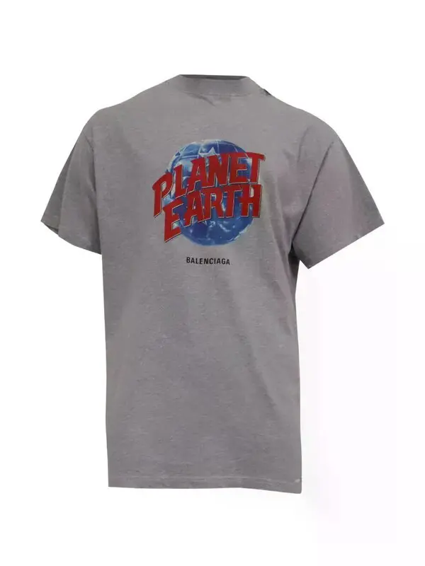 Balenciaga Planet Earth Distressed T-shirt - Grey