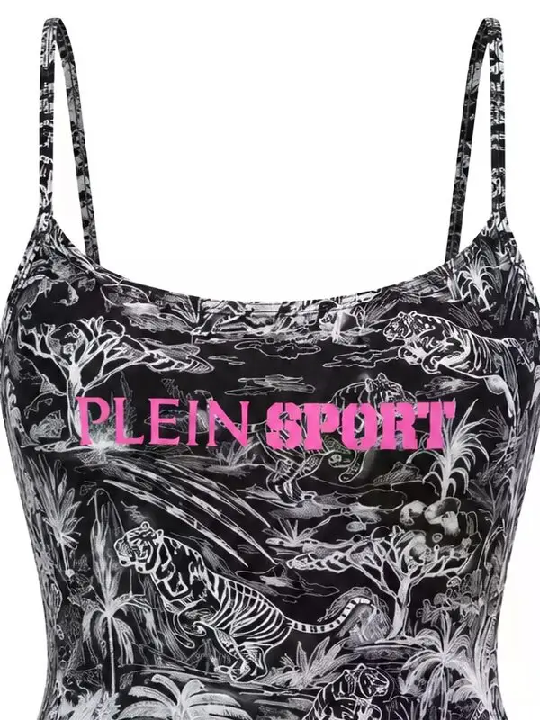 PLEIN SPORT Tiger-print Logo-print Swimsuit
