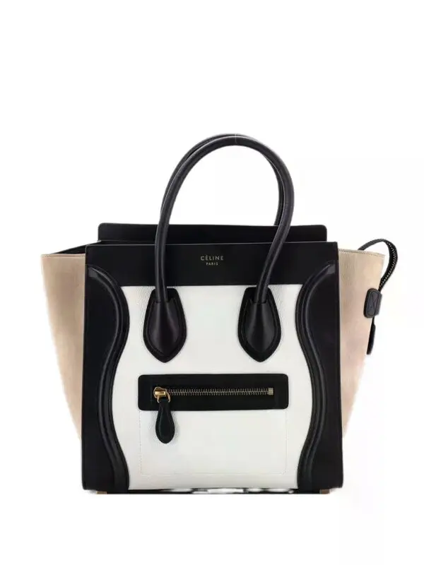 Celine Tricolor Luggage Bag Leather Micro Tote Bag - Black