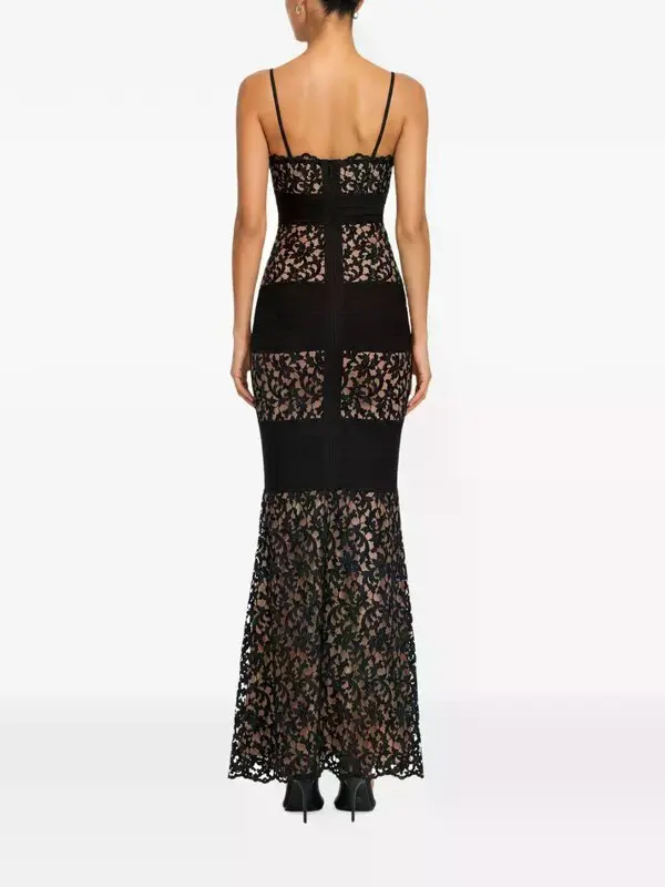 Herve Leger Marielle Guipure Lace Maxi Dress - Black