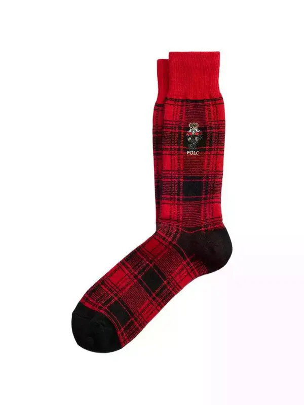 Polo Ralph Lauren Polo Bear Plaid Socks - Red