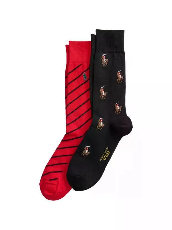 Polo Ralph Lauren Pony-motif Striped Socks - Black