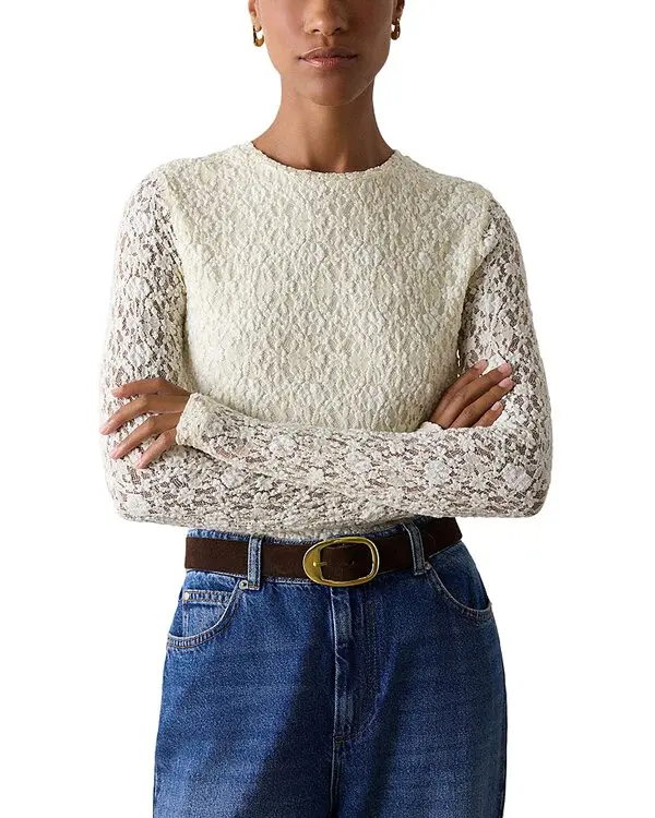 Whistles Long Sleeve Lace Top