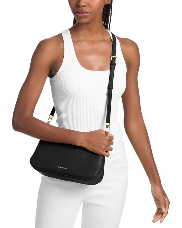 Michael Kors Jet Set Leather Convertible Pochette Crossbody - Black