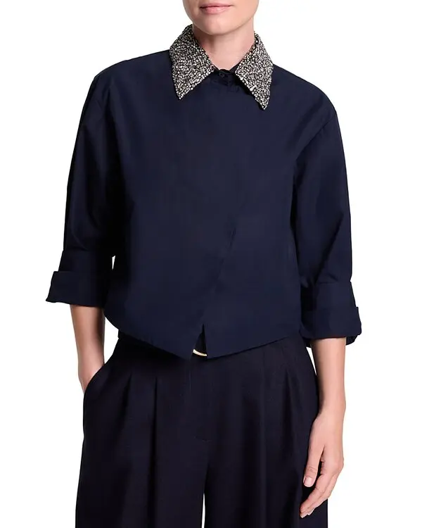 TWP New Chapter Crystal Collar Cotton Top