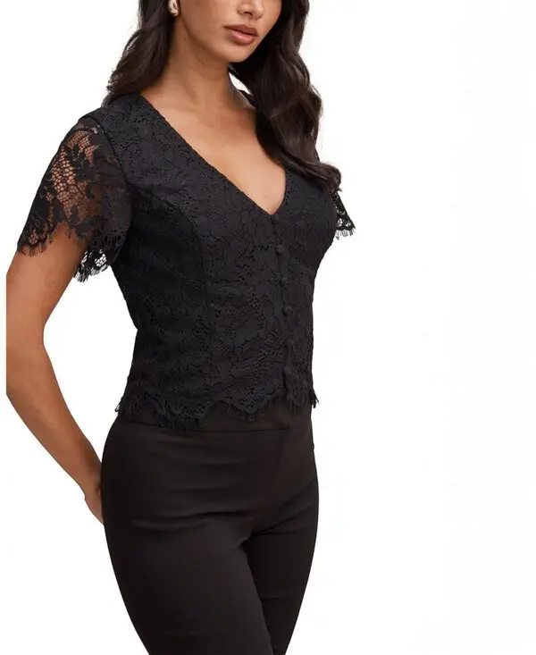 EVER NEW Vienna Lace V Neck Top