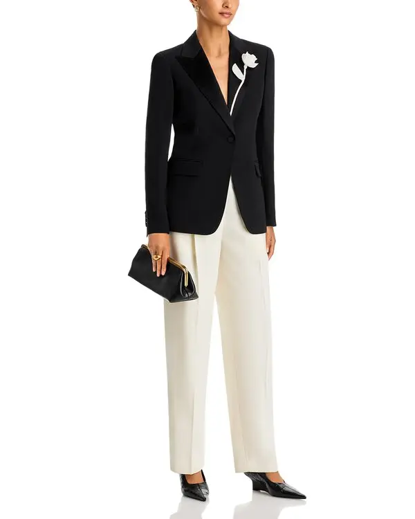 Lafayette 148 New York Rose Embellished Peak Lapel Blazer