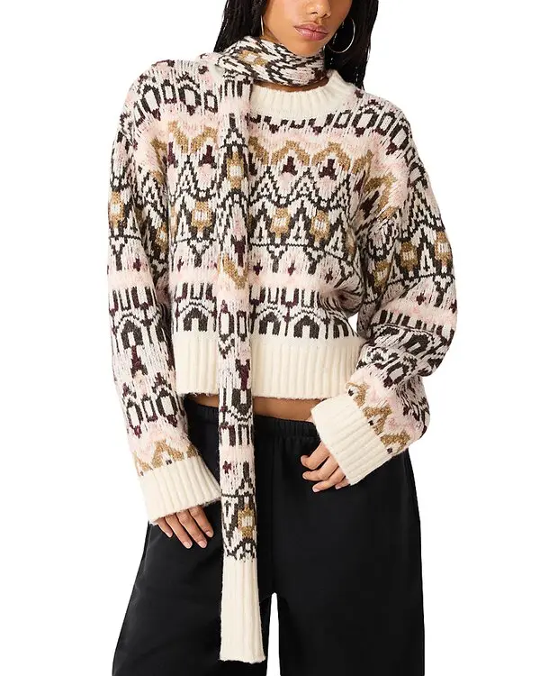 Steve Madden Mindie Cropped Fair Isle Sweater - Multi