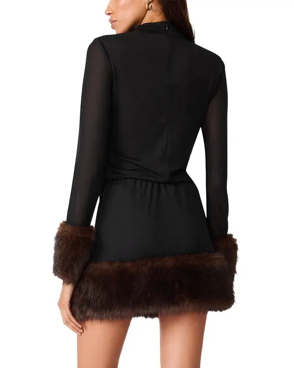 Steve Madden Lilienne Sheer Faux Fur Trim Top