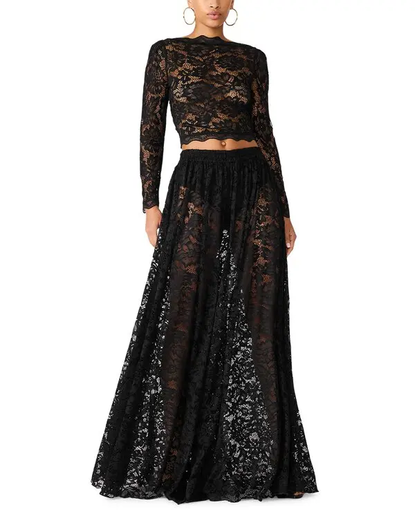 Steve Madden Alicea Lace Long Sleeve Cropped Top
