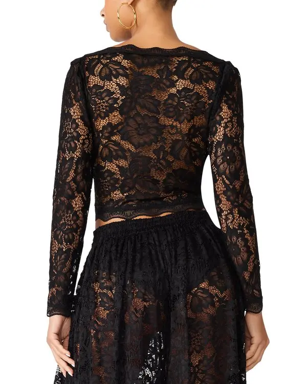 Steve Madden Alicea Lace Long Sleeve Cropped Top