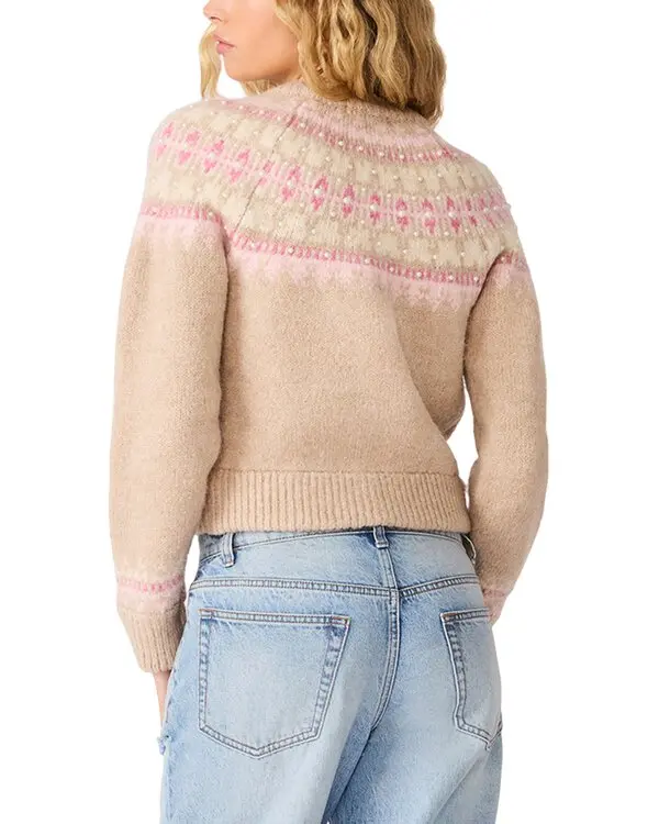 Steve Madden Harriet Fair Isle Cropped Crewneck Cardigan
