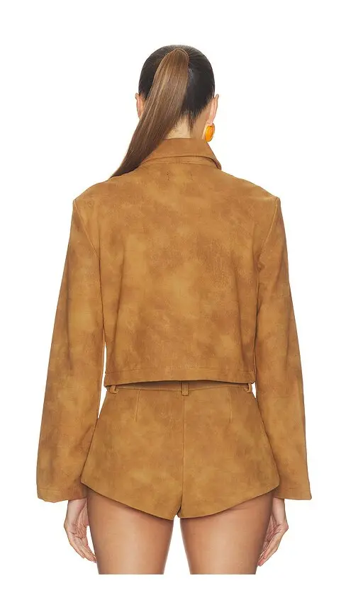 Bardot Lorenzo Croc Faux Suede Jacket In Brown