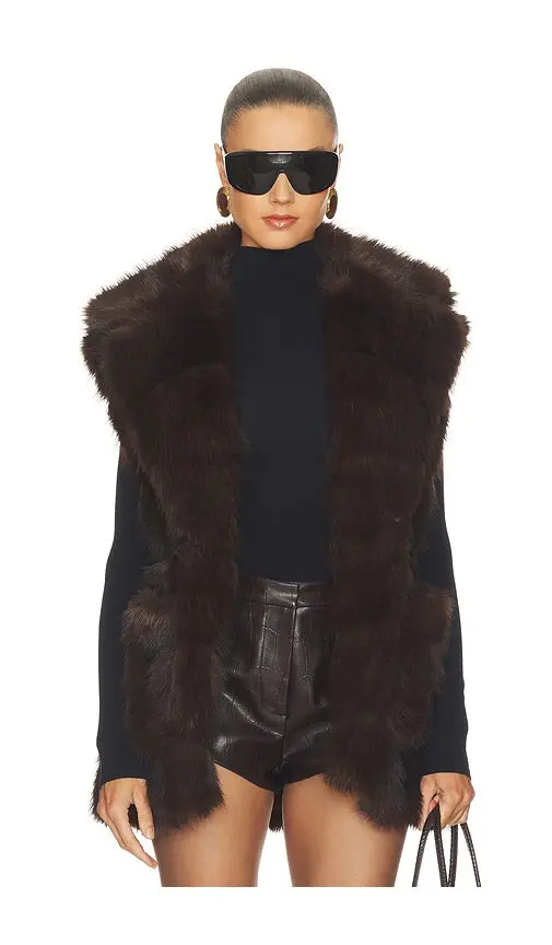 Bardot Brentley Faux Fur Vest In Chocolate