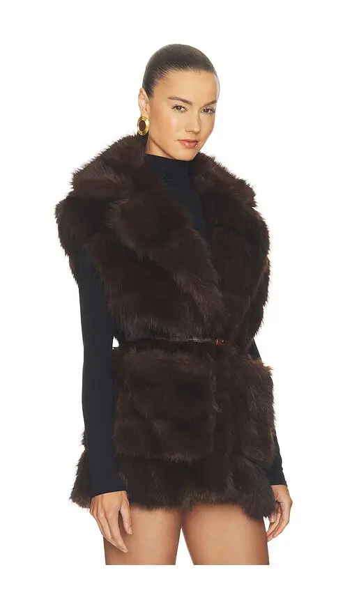 Bardot Brentley Faux Fur Vest In Chocolate