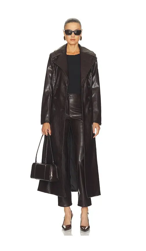 Bardot Andros Faux Croc Leather Coat In Purple