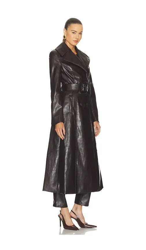 Bardot Andros Faux Croc Leather Coat In Purple