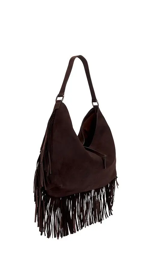 Free People Finn Fringe Shoulder Bag In Brown - Espresso