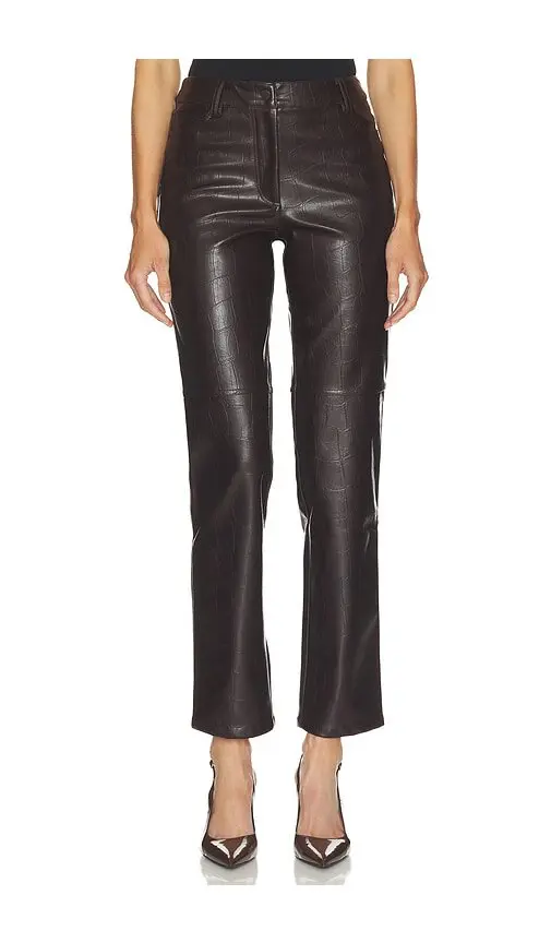 Bardot Nia Faux Croc Leather Pant In Burgundy