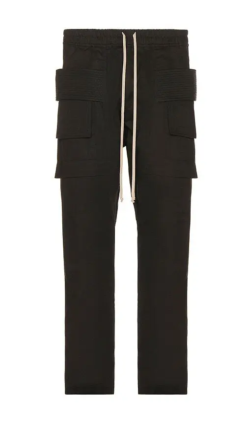 Rick Owens Cotton Twill Creatch Cargo Drawstring - Black