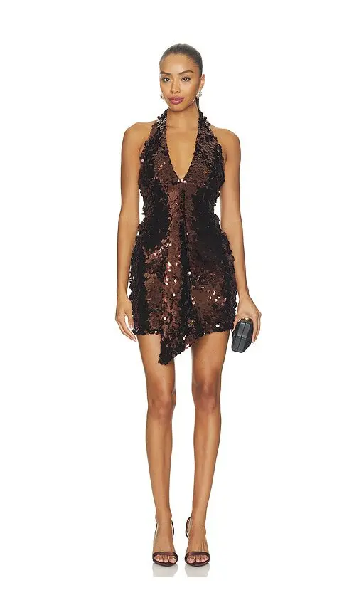 Bardot Avalee Sequin Mini Dress - Chocolate