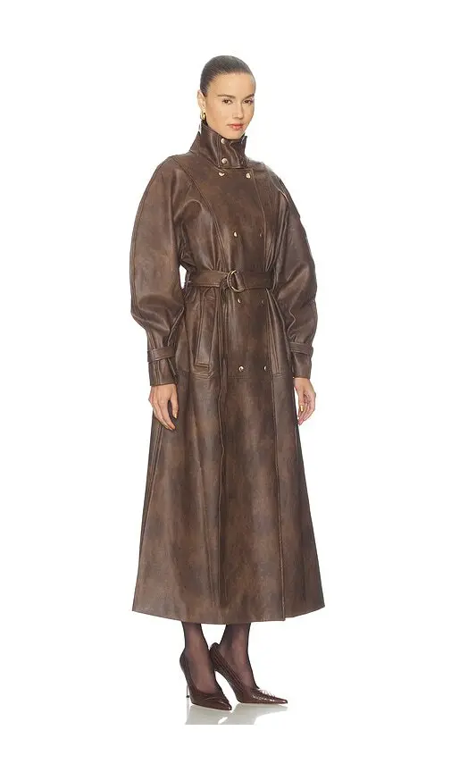 Bardot Milana Faux Leather Trench In Chocolate