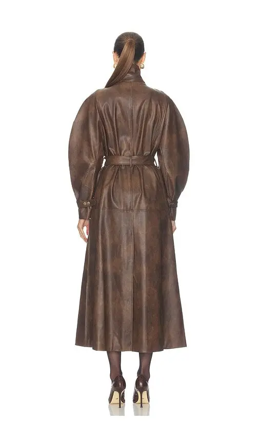 Bardot Milana Faux Leather Trench In Chocolate