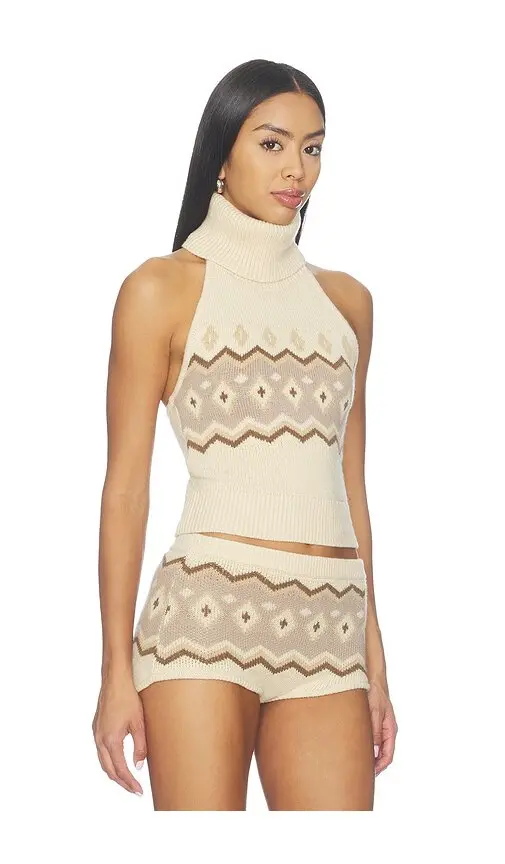 Tularosa Peggy Fair Isle Halter Tank In Ivory