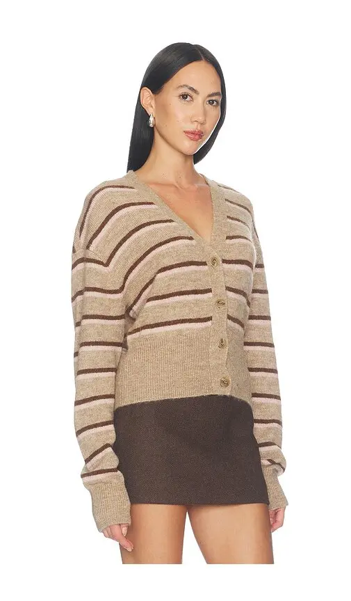LOVERS AND FRIENDS Haidee Striped Cardigan In Brown