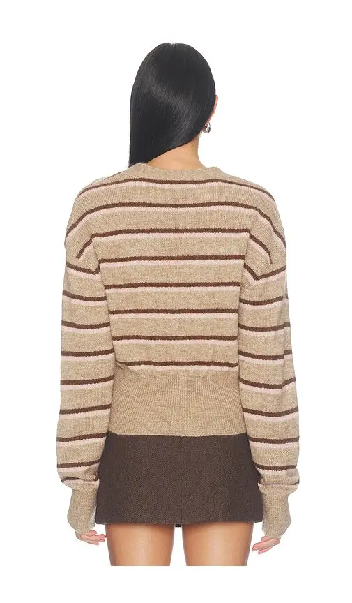 LOVERS AND FRIENDS Haidee Striped Cardigan In Brown