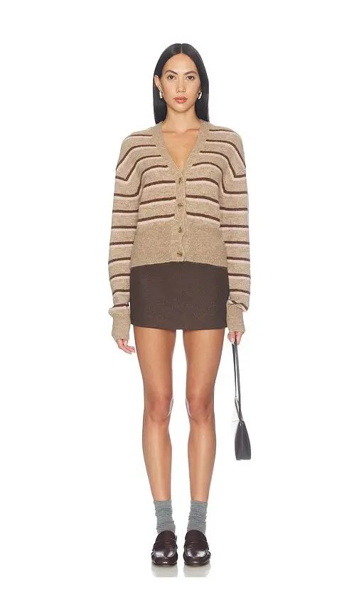 LOVERS AND FRIENDS Haidee Striped Cardigan In Brown
