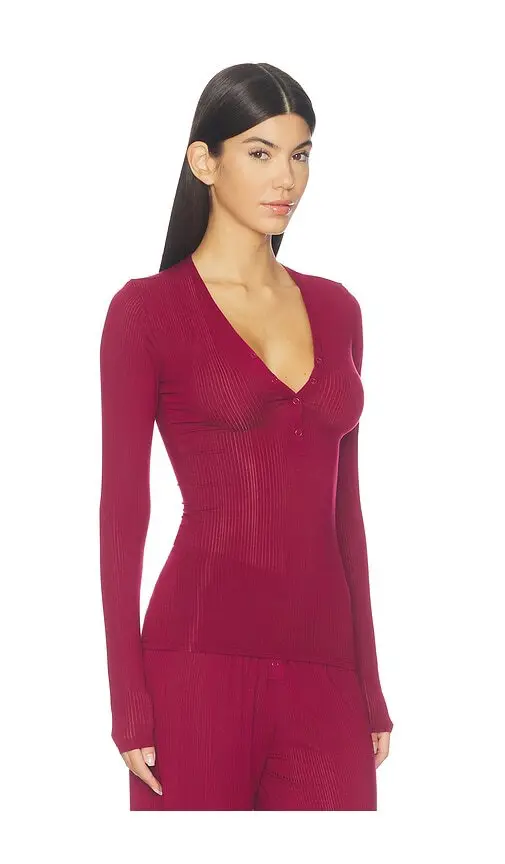 NEGATIVE UNDERWEAR Whipped Henley In Burgundy